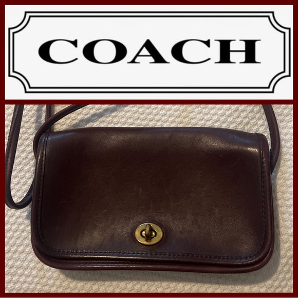 Coach | Bags | Coach Vintage Dinky Brown Leather Crossbody | Poshmark